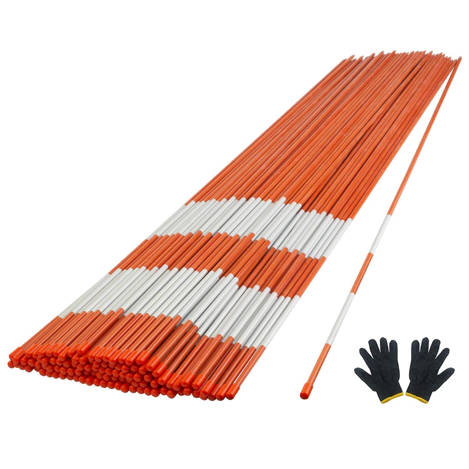 YOHEER Snow Driveway Markers, 32 PCS Snow Stakes 5/16" Snow Poles with ...