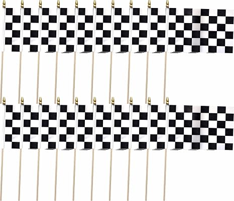 Amazon.com : 20 Pack Small Mini Checkered Black and White Racing Flags ...