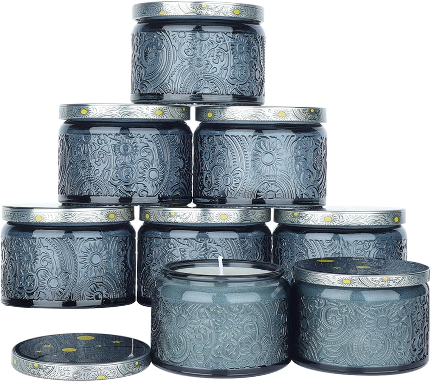 Amazon.com: Art Secret 8-Pack 4oz Embossed Glass Candle Jars with Lids ...