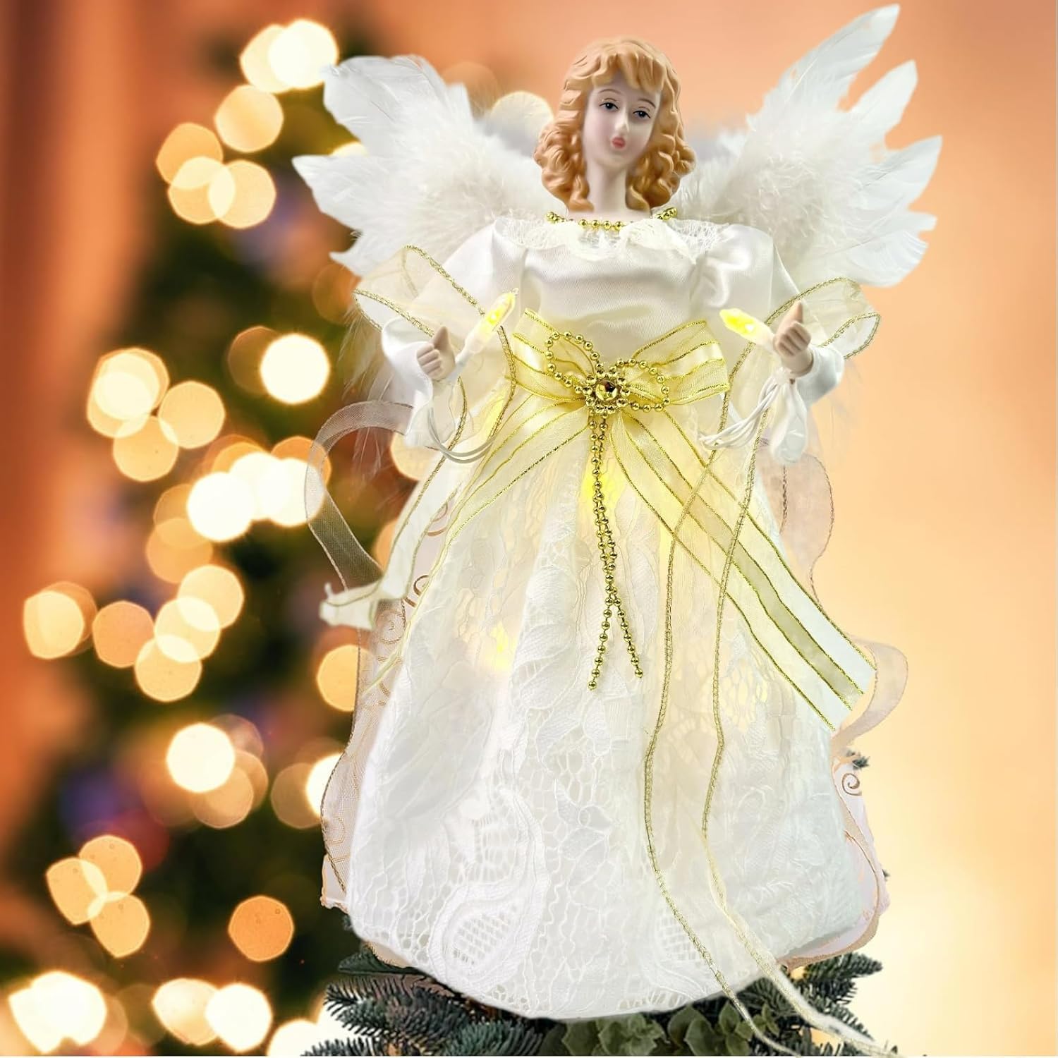 Amazon.com: Angel Tree Topper with LED Light, 14" Angel Treetop ...