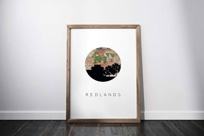 Amazon.com: Redlands, Florida skyline art with vintage map : Handmade ...