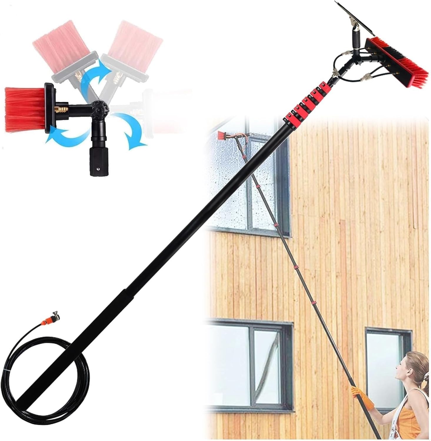 39 FT Telescopic Brush,High-Strength Carbon Fiber Retractable Water Fed ...