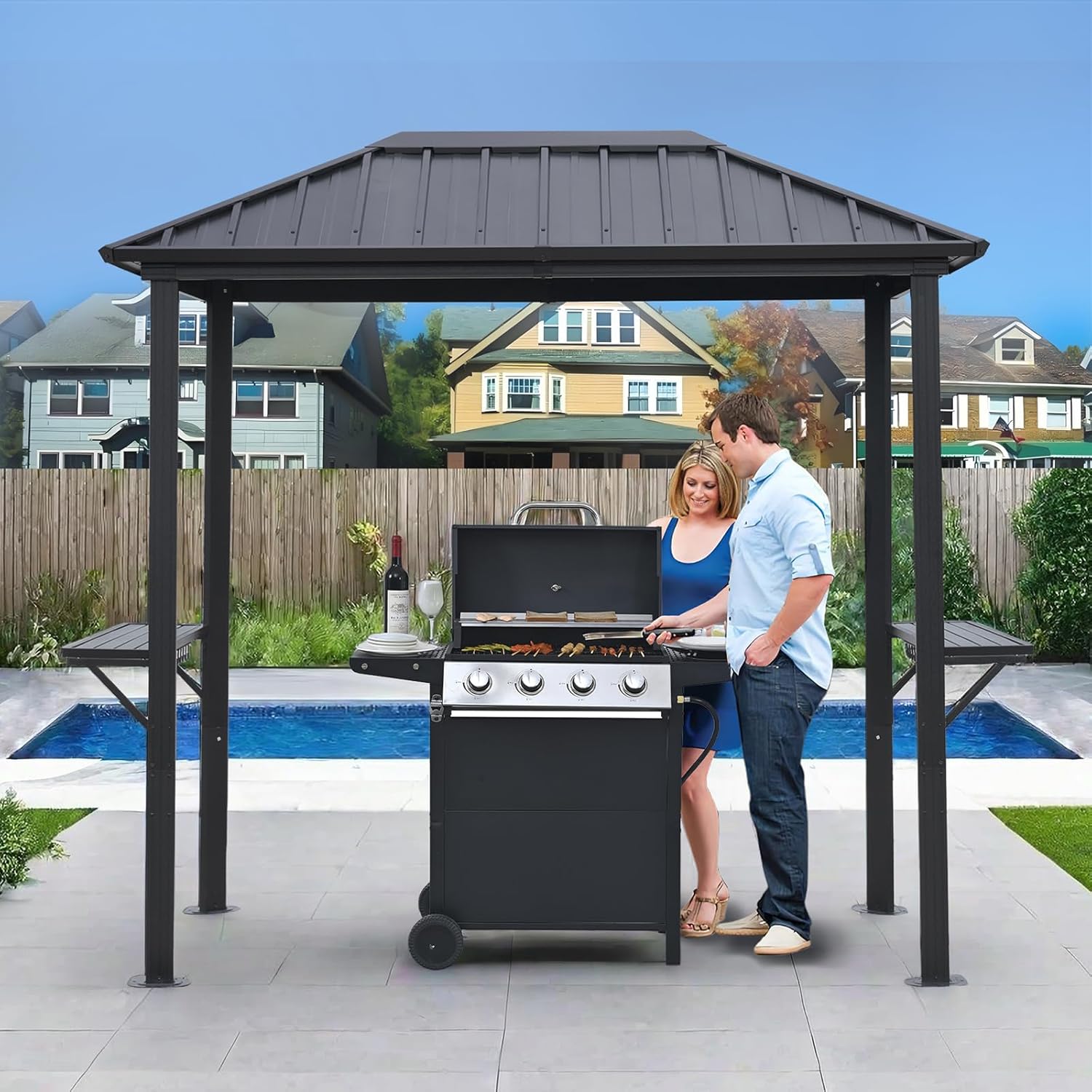Amazon.com : Endark 8' x 5'FT Grill Outdoor BBQ Gazebo Canopy with Two ...
