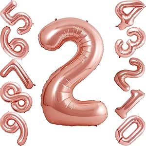 Amazon.com: 40 inch Rose Gold Number Balloons Helium Foil Balloon for ...