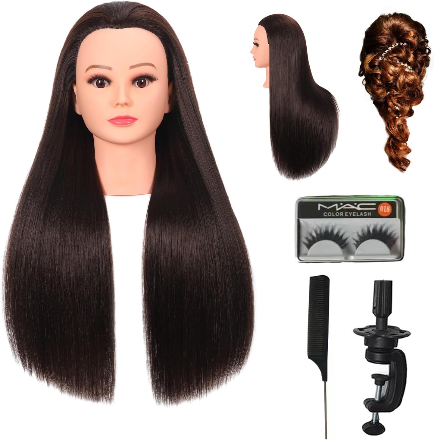 Amazon.com : HJ Dool head Mannequin Head with Hair - 50% Human Hair ...