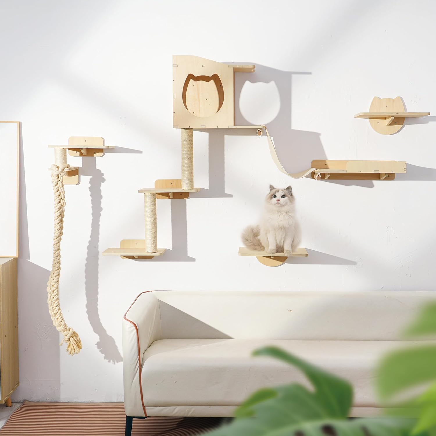 Amazon.com : LEKEWPET Cat Wall Shelves with Scratching Posts, Wall ...