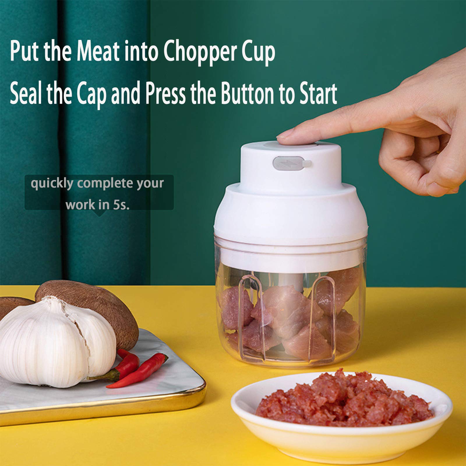 Snapklik.com : Electric Mini Food Chopper,250ML Portable Garlic Chopper