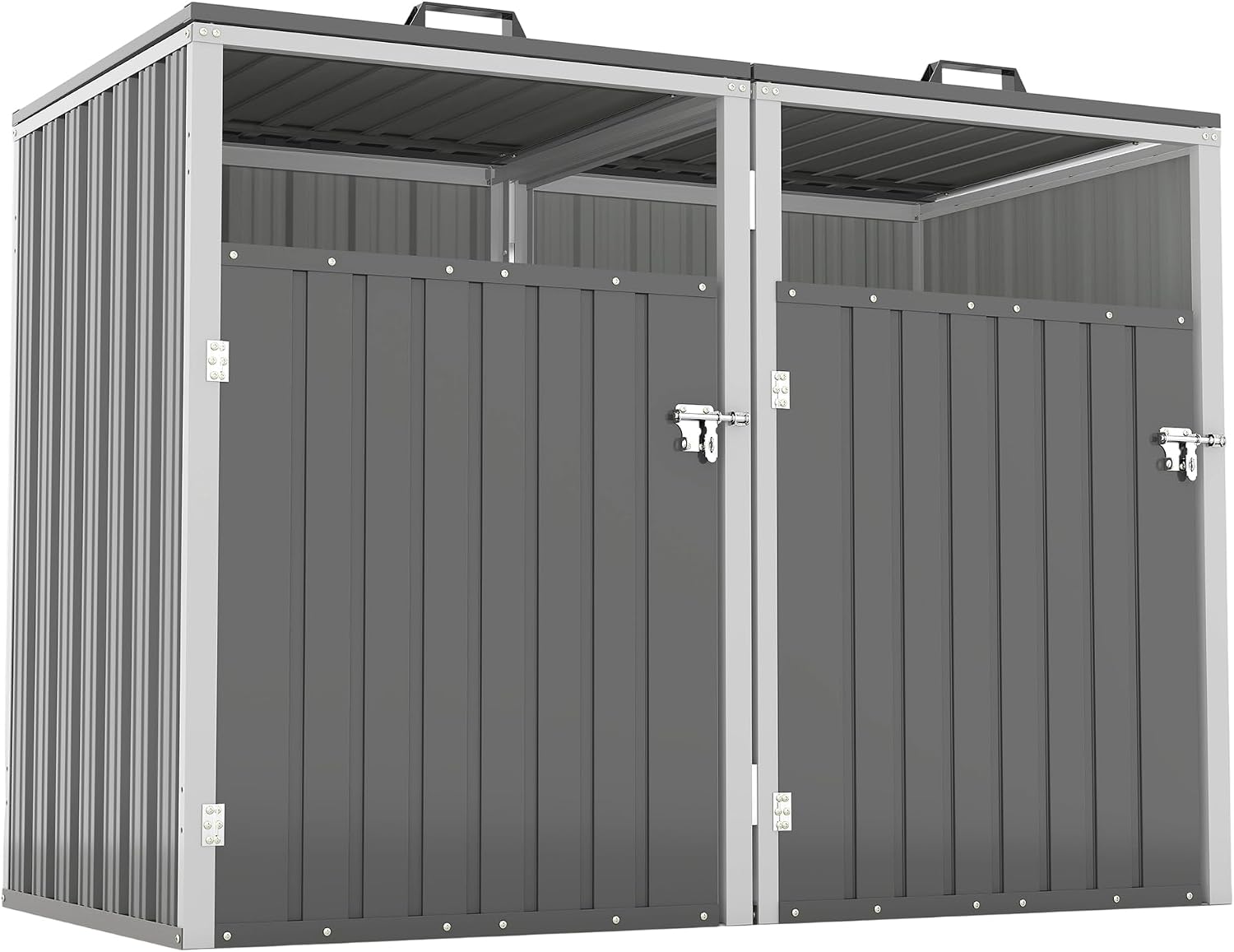 Amazon.com : Veemuaro Outdoor Metal Trash Can Storage Shed for 2 ...