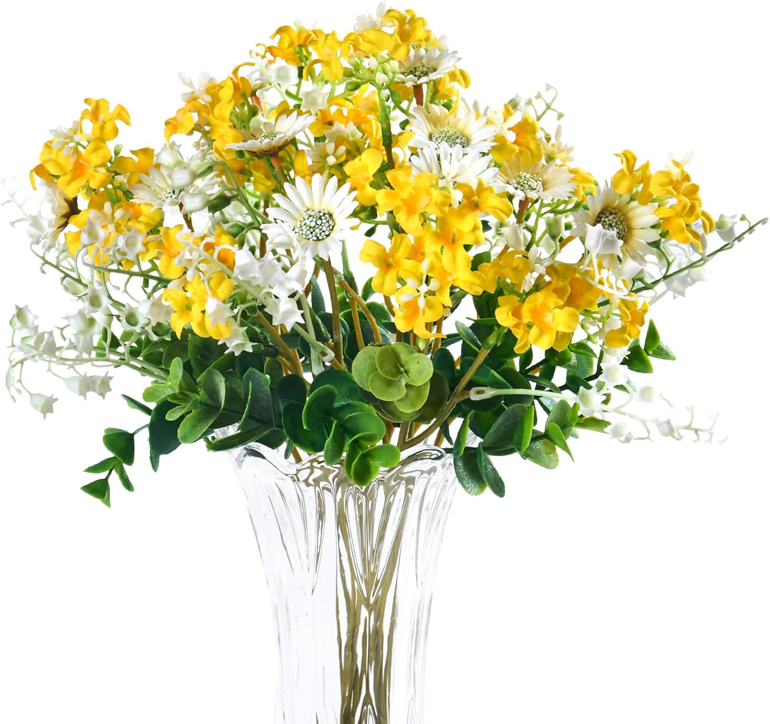 Amazon.com: Artificial Daisies Lilac Wildflowers Yellow and White ...