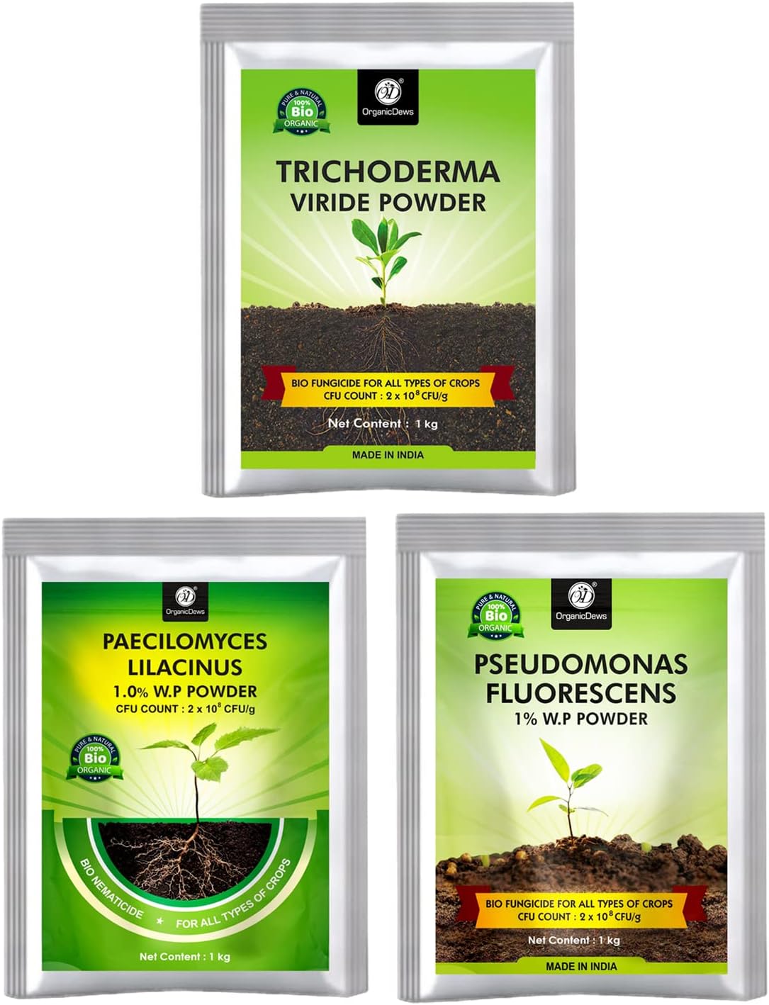 OrganicDews Trichoderma Viride Powder 1 Kg+Pseudomonas Fluorescens ...