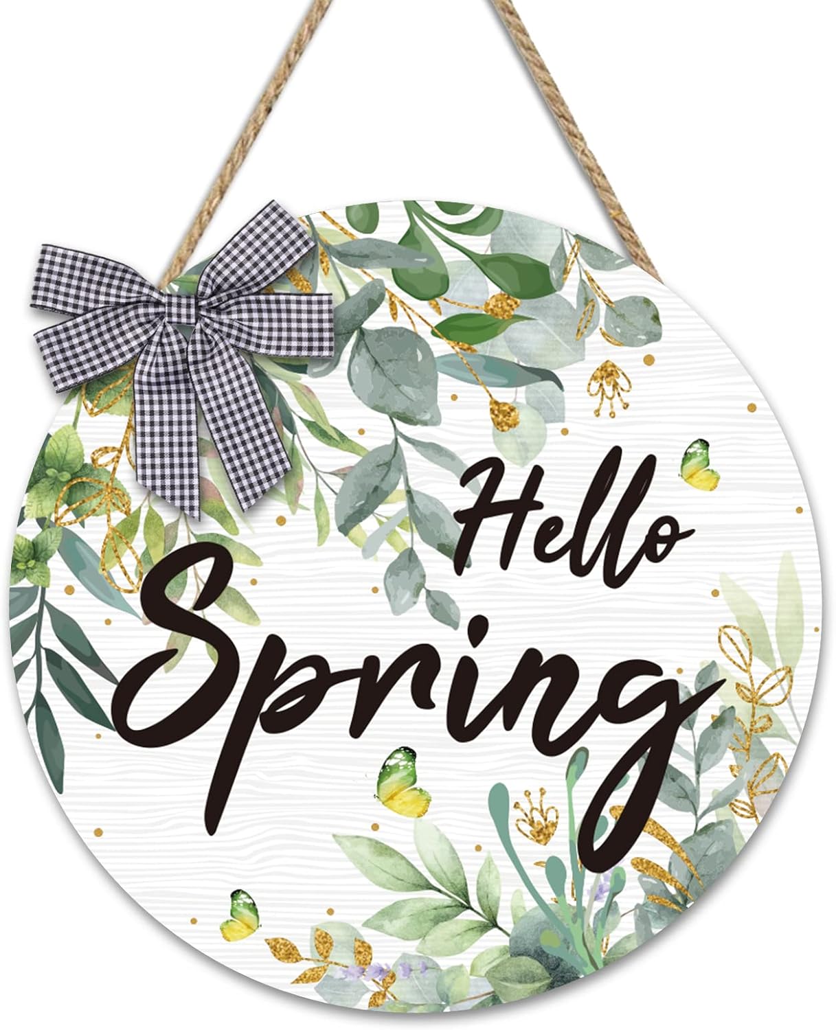 Amazon.com: Hello Spring Door Sign Wood Welcome Wreaths Farmhouse ...