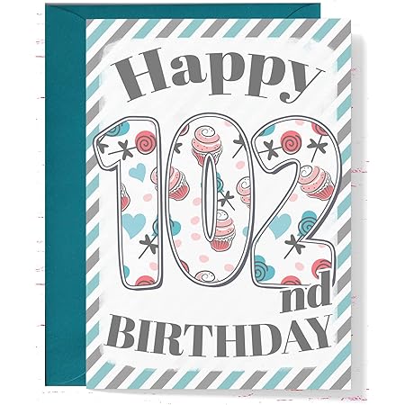 Amazon.com : Happy 102nd Birthday Card, Birthday Card for 102 Year Old ...