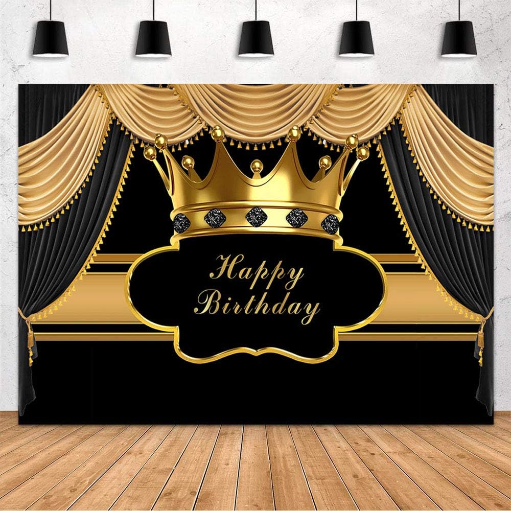 Amazon.com : MEHOFOND Royal Black and Golden Curtain Birthday Party ...
