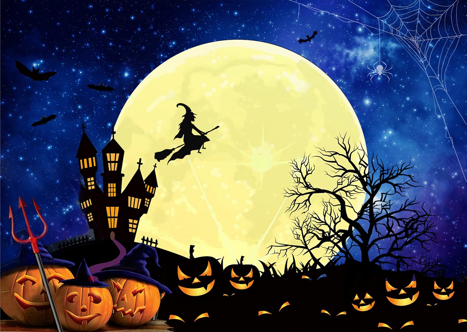 Amazon.com : Dudaacvt 8X6FT Halloween Backdrop Horror Moon Night Scary ...
