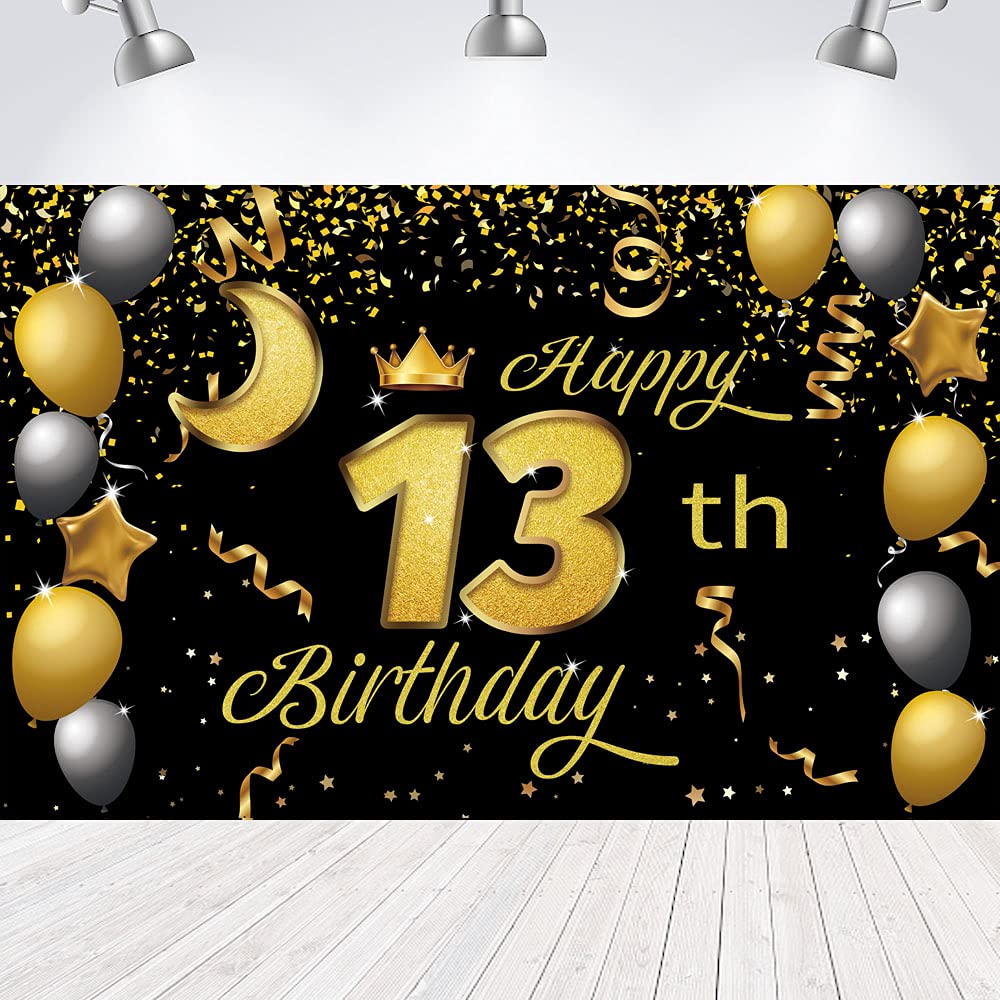 WXLWXZ Sweet Happy 13th Birthday Backdrop Banner Poster 13 Birthday ...