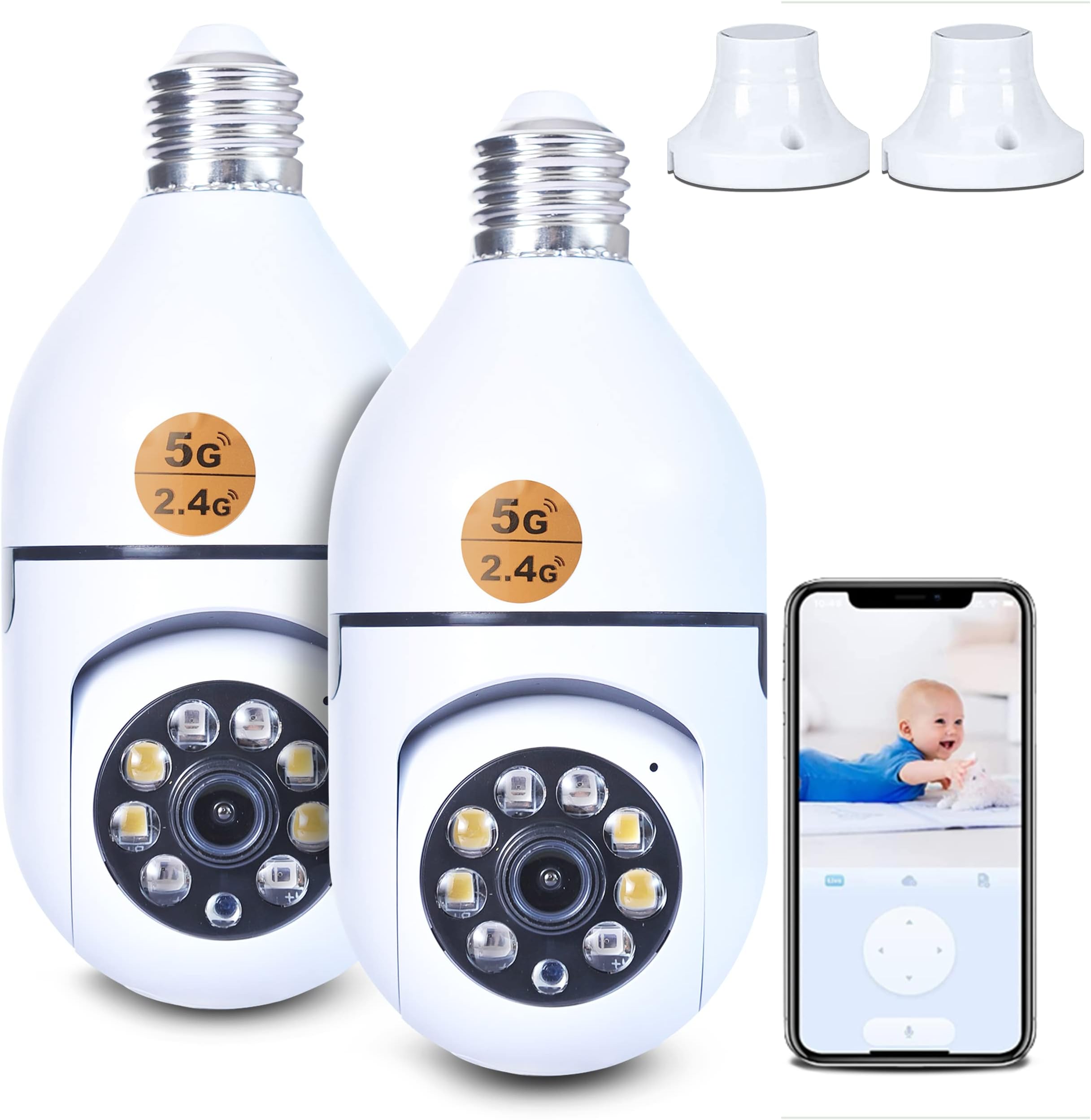 Amazon.com : WOOLINK 2PCS Light Bulb Security Camera 3MP, 2.4GHz ...