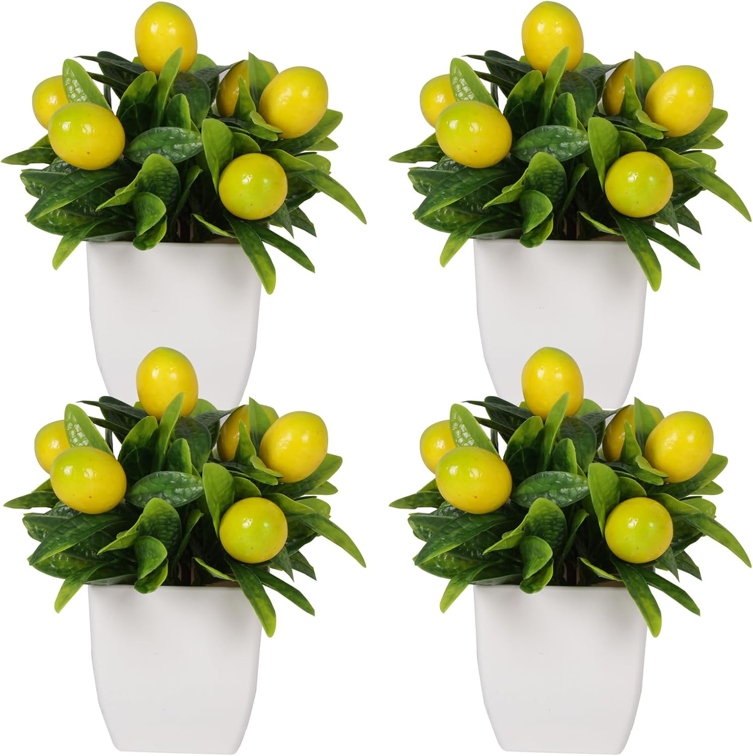 Amazon.com: Yoratee 4pcs Artificial Lemon Plants Fake Fruit Potted ...