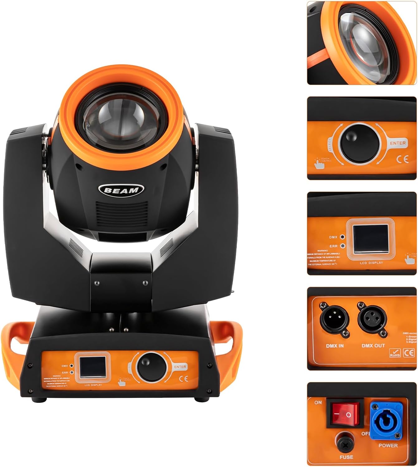 Lemonrain 7R 230W Beam Sharpy Moving Head Light, 17 Gobos RGBW Beam ...