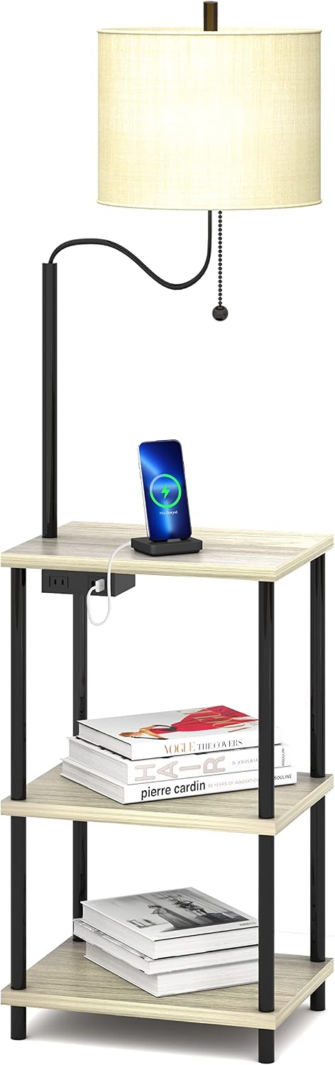 WEITERS End Table Floor Lamp for Living Room, End Table with Lamp ...