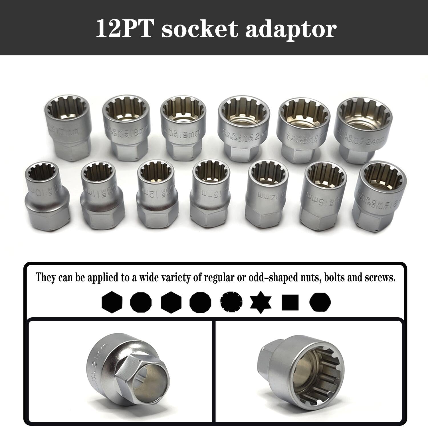Snapklik.com : 17PCS Pass Through Socket Set, Chrome Vanadium Steel ...