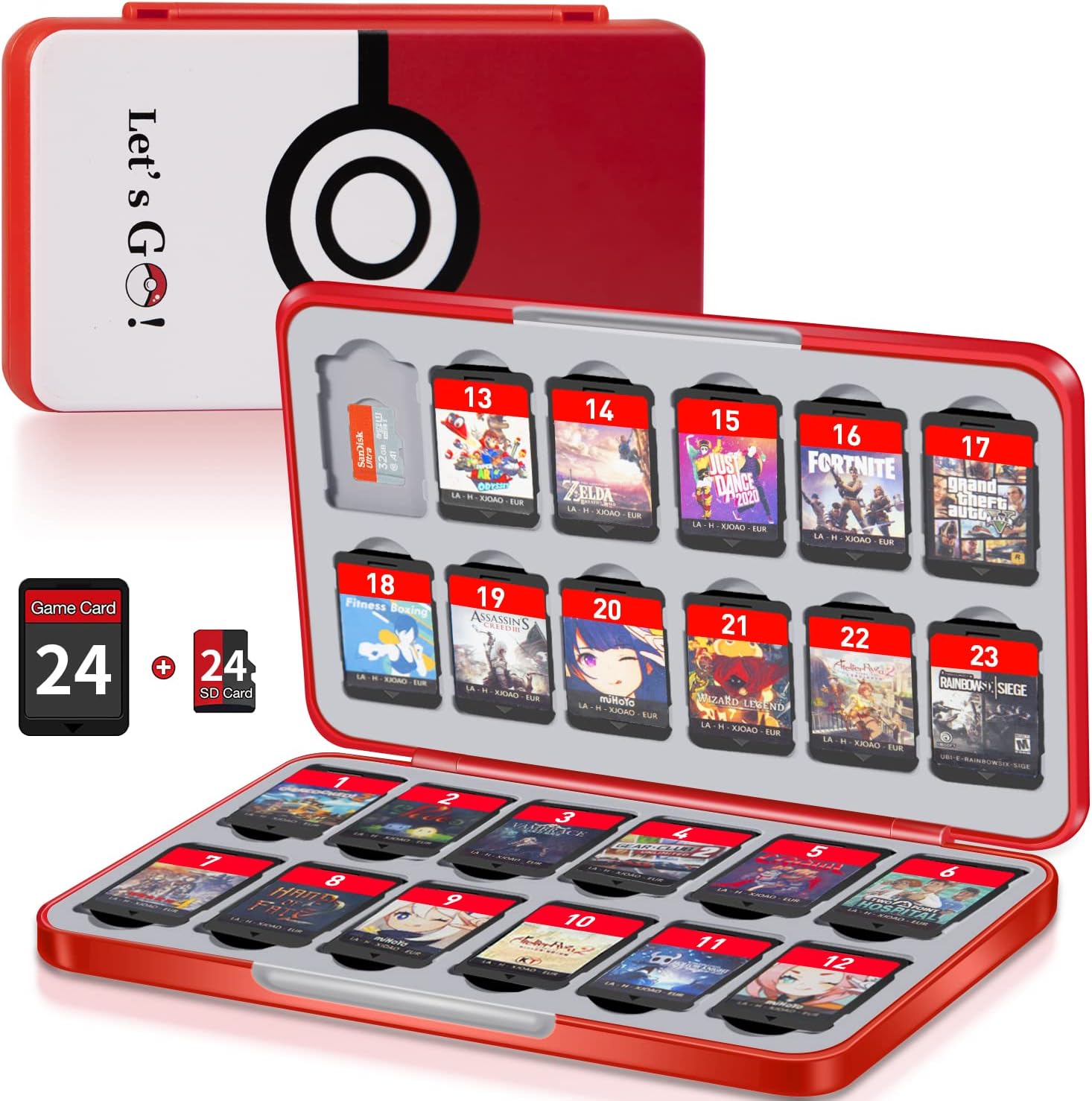 Amazon.com: Switch Game Case Holder with 24 Cartridge Slots and 24 ...