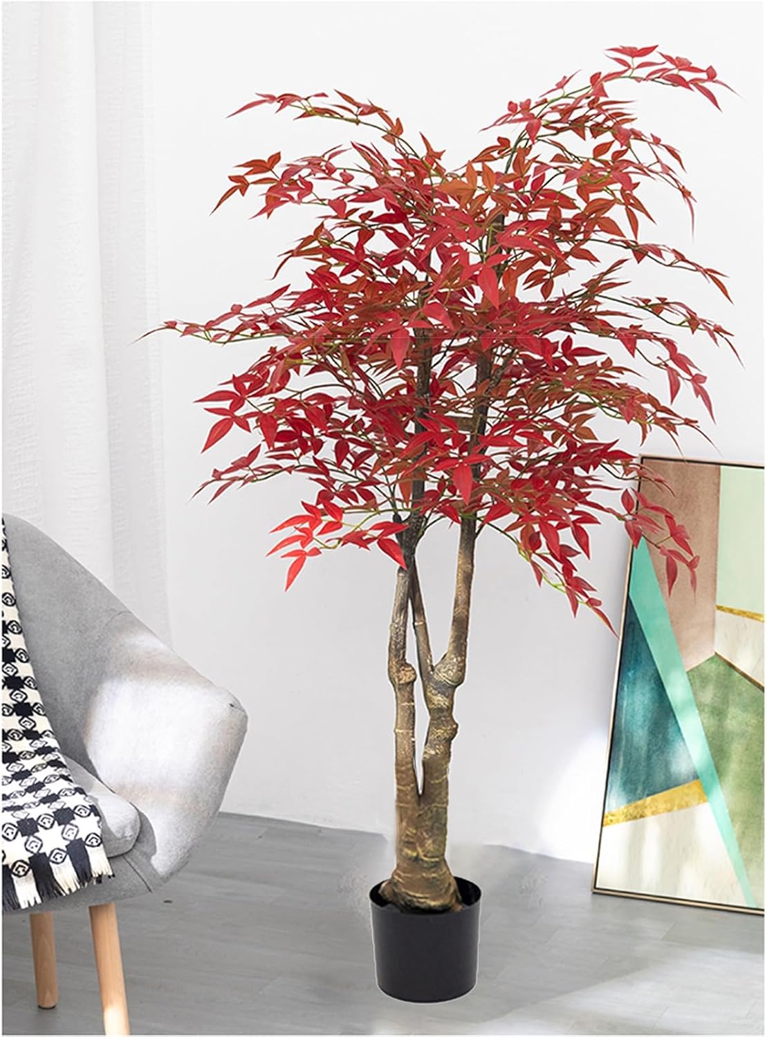 Amazon.com: EXCLURA Realistic Red Maple Artificial Tree with Pot, Tall ...