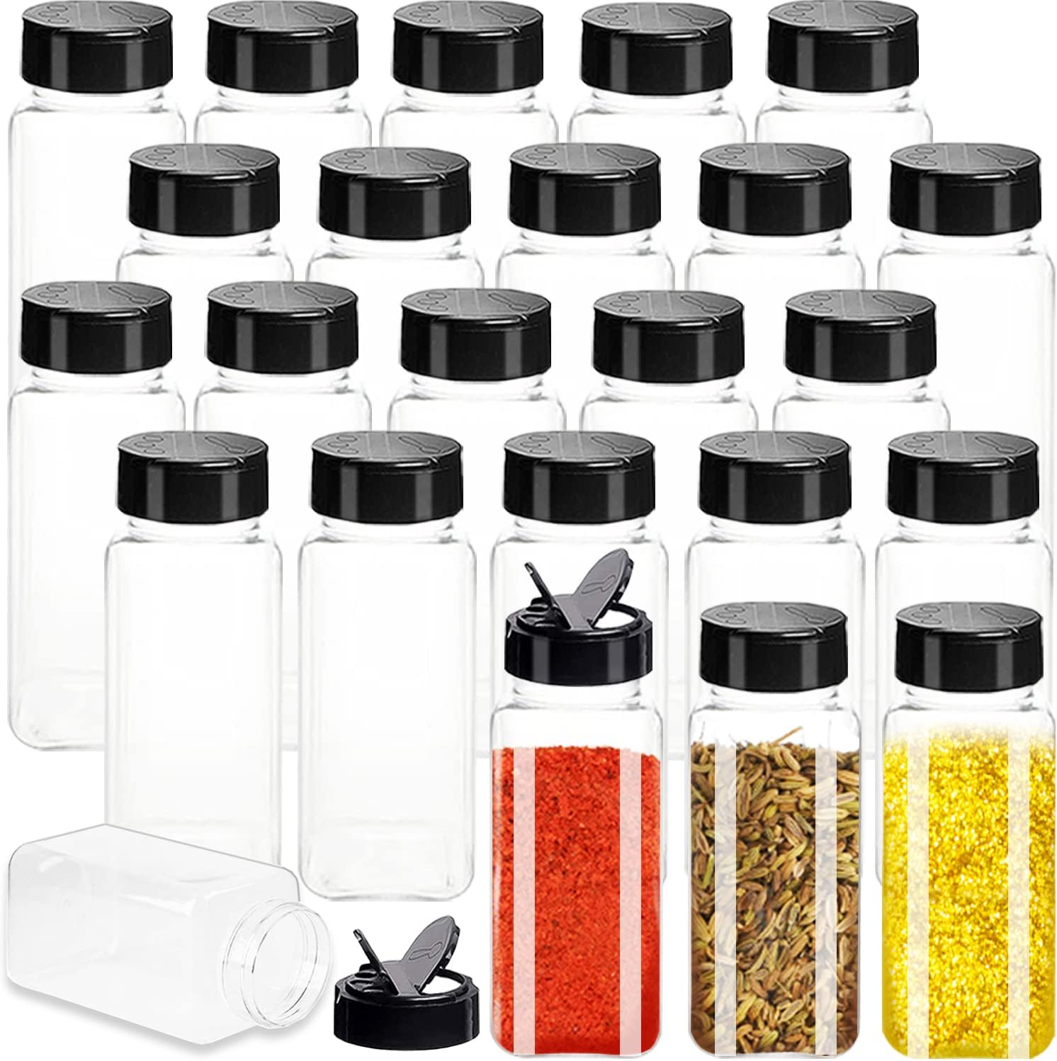 Amazon.com: 12 Pack of 6 Oz. Empty Clear Plastic Spice Bottles with ...
