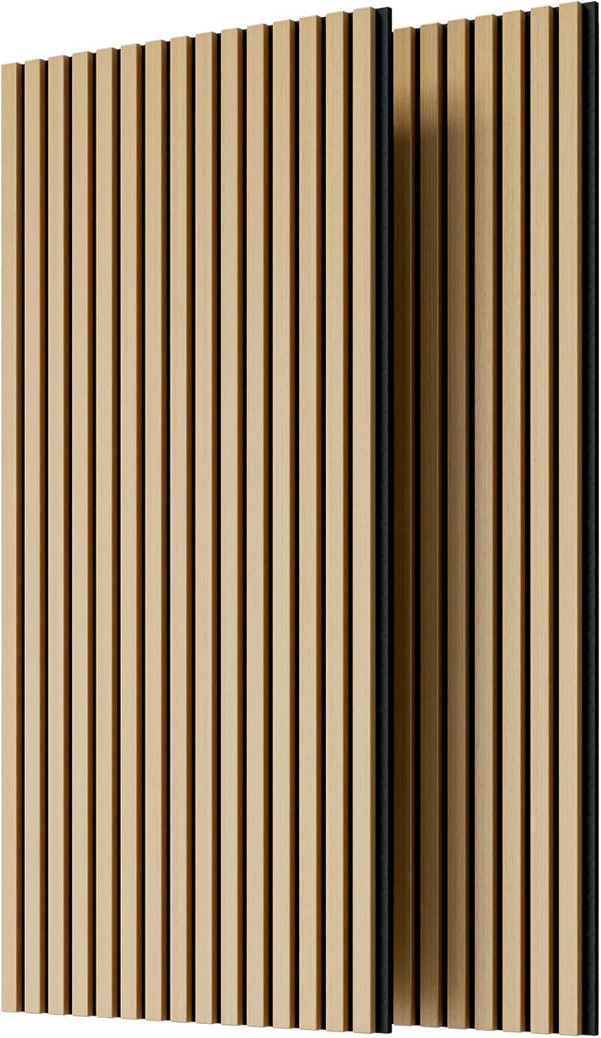 Amazon.com: White Oak Wood Slat Wall Panels 2 Pack, 3D Fluted Acoustic ...