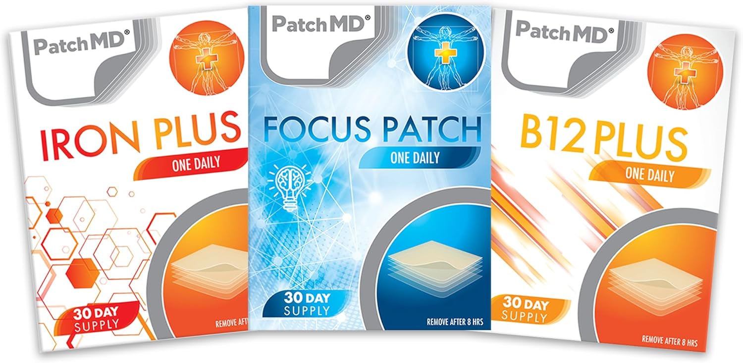 Amazon.com: Iron Plus, B12 Energy Plus, & Focus Topical Patch Bundle ...