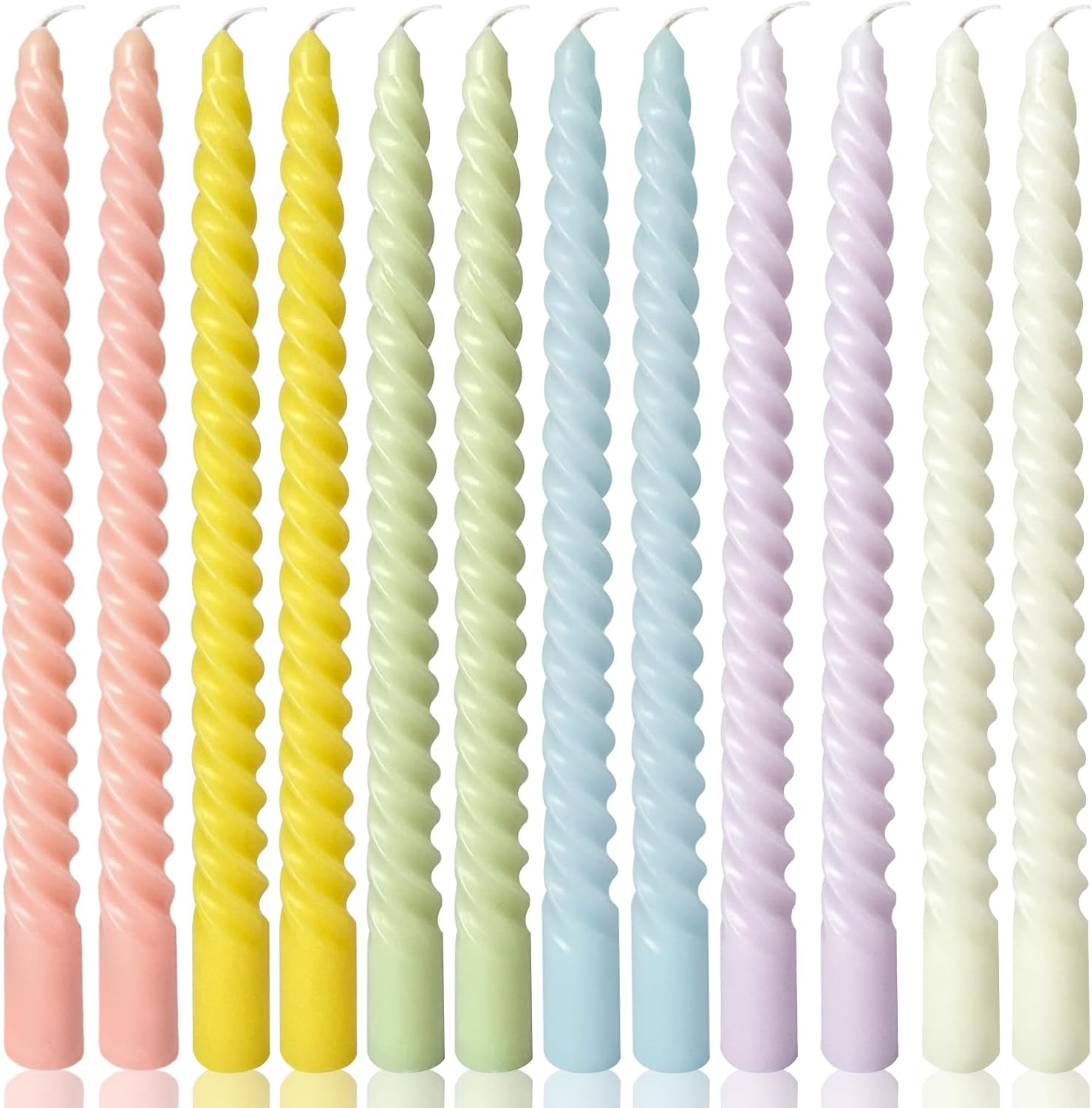 Amazon.com: 10 Inch Cream Spiral Taper Candles for Home Decoration, 12 ...