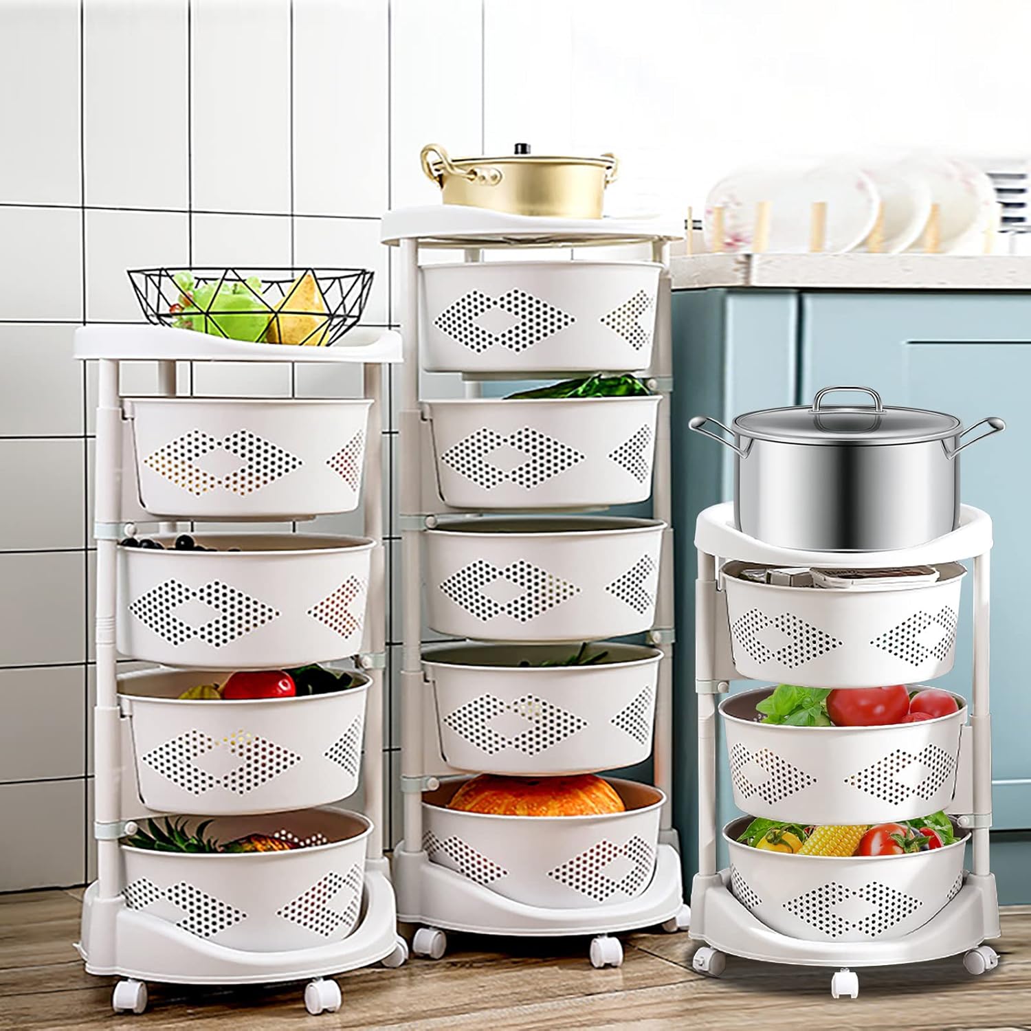 Amazon.com: DOONARCES 4 Tier Kitchen Storage Cart Multi-Layer Storage ...
