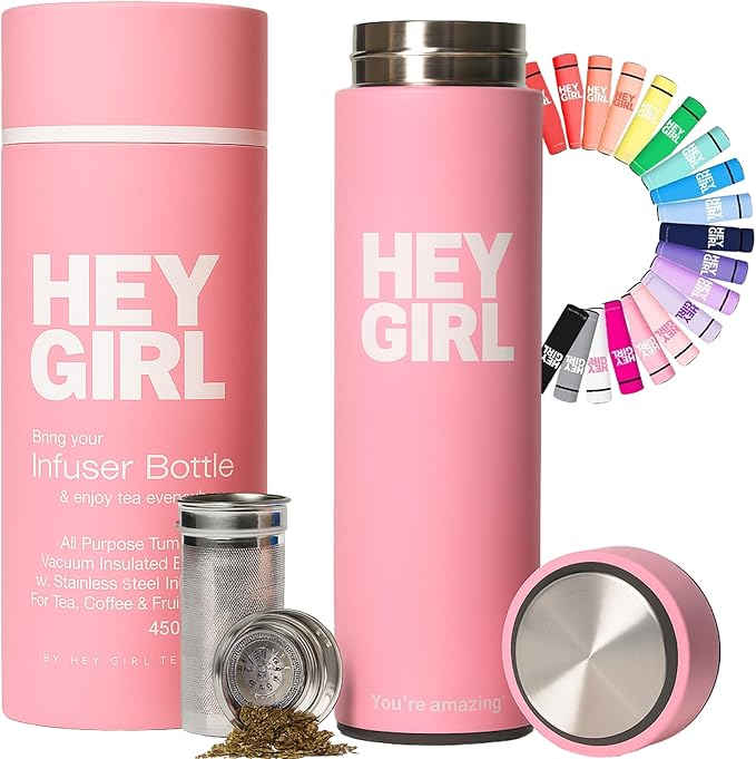 Amazon.com: Hey Girl Tea Infuser Bottle 450ml - Insulated Stainless ...