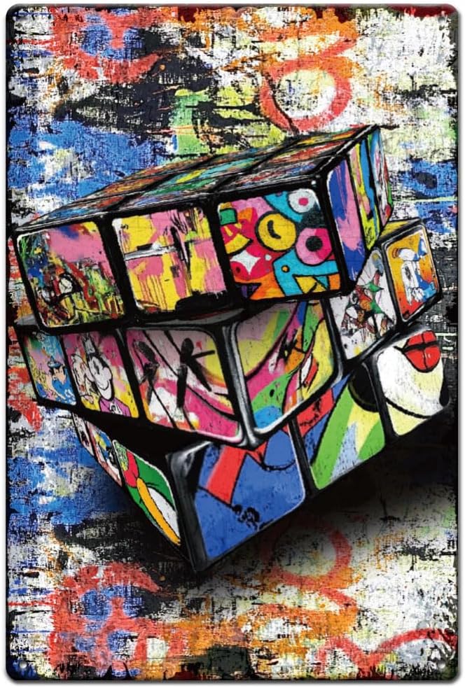 Amazon.com: SUPERDANT Doodle Magic Cube Tin Signs Street Graffiti Metal ...