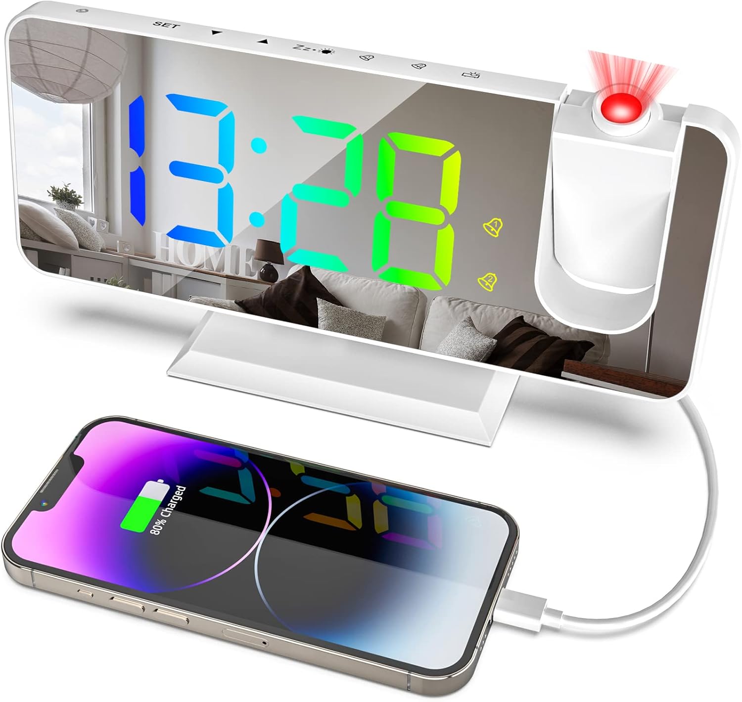 Amazon.com: Projection Alarm Clock on Ceiling, Digital Mirror Alarm ...