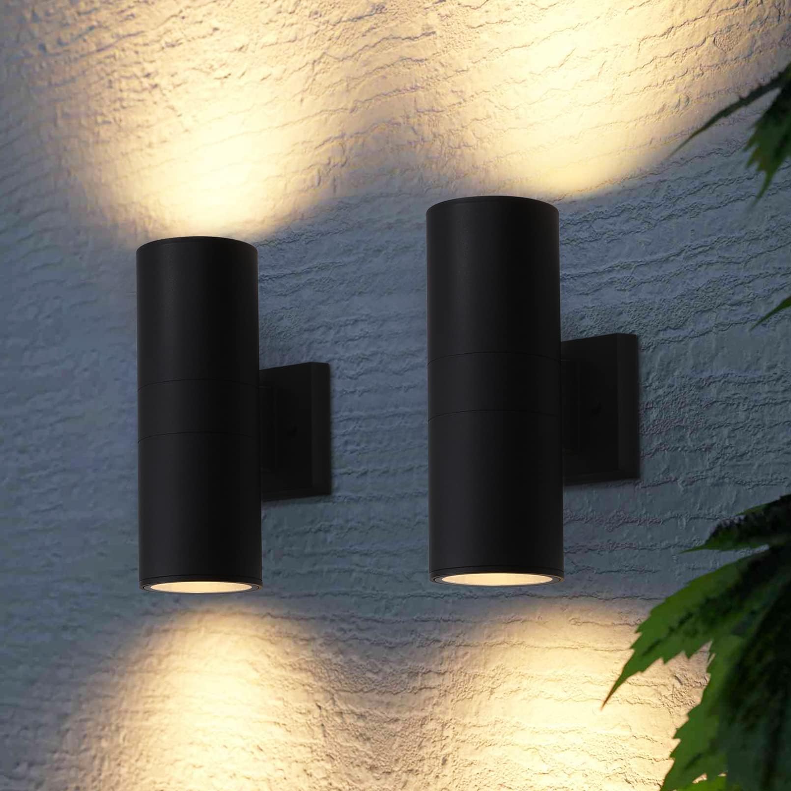 LEONLITE Modern Outdoor Cylinder Wall Lights, Porch Light in 2 Lights ...