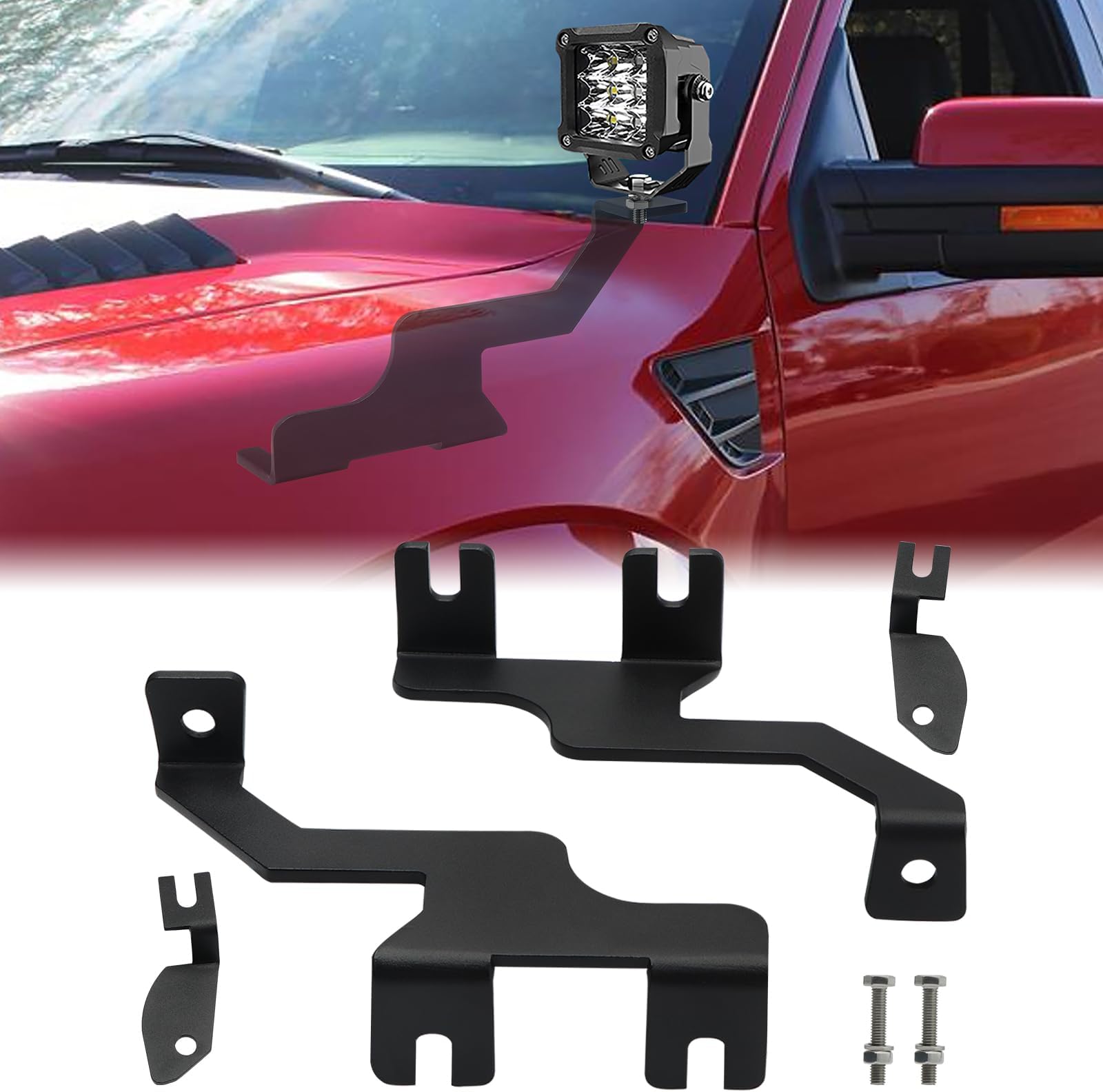 Amazon.com: JERBOR Upper Hood Pillar LED Work Light Pod Mount Brackets ...