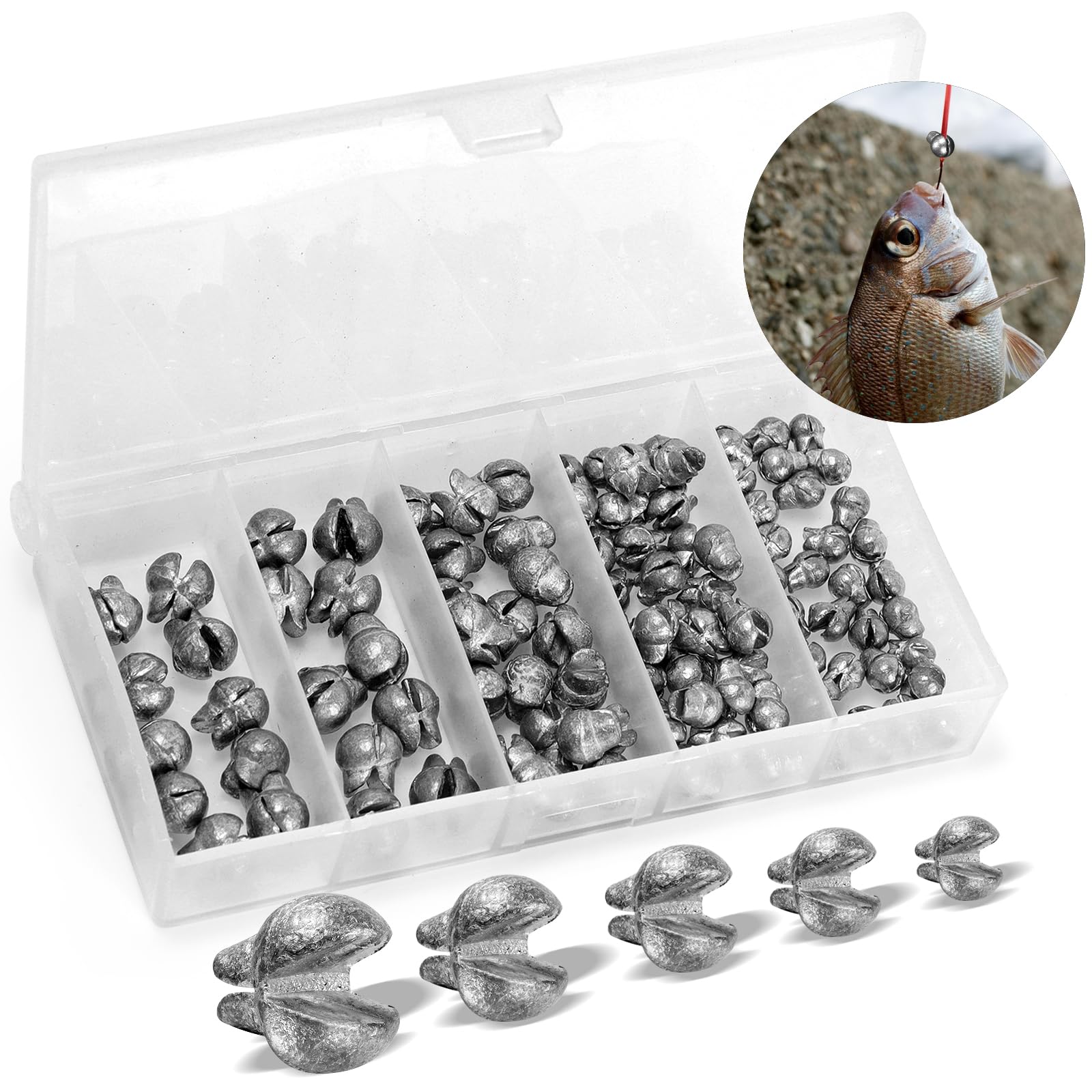 VEPEPE 100 Pcs Split Shot Fishing Weights, Split Carp Fishing Weights ...