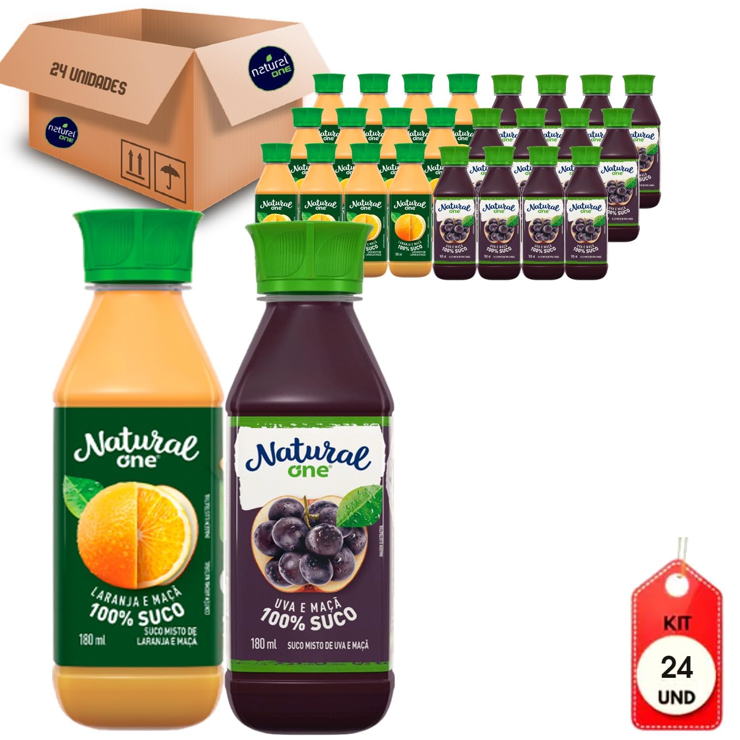 Suco Natural One Laranja-Maçã e Uva 180ml (24 Unidades) | Amazon.com.br