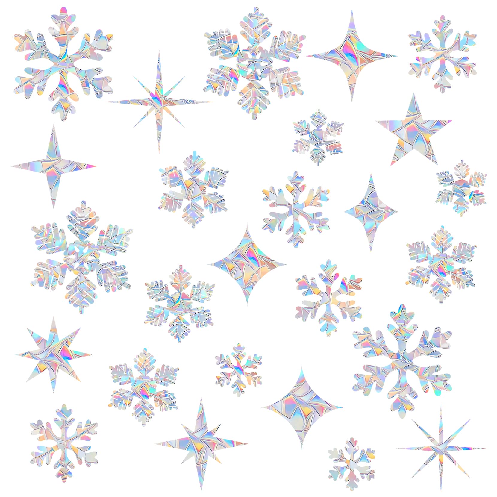 Amazon.com: 26 Pcs Snowflake and Star Window Decals for Bird Strikes ...