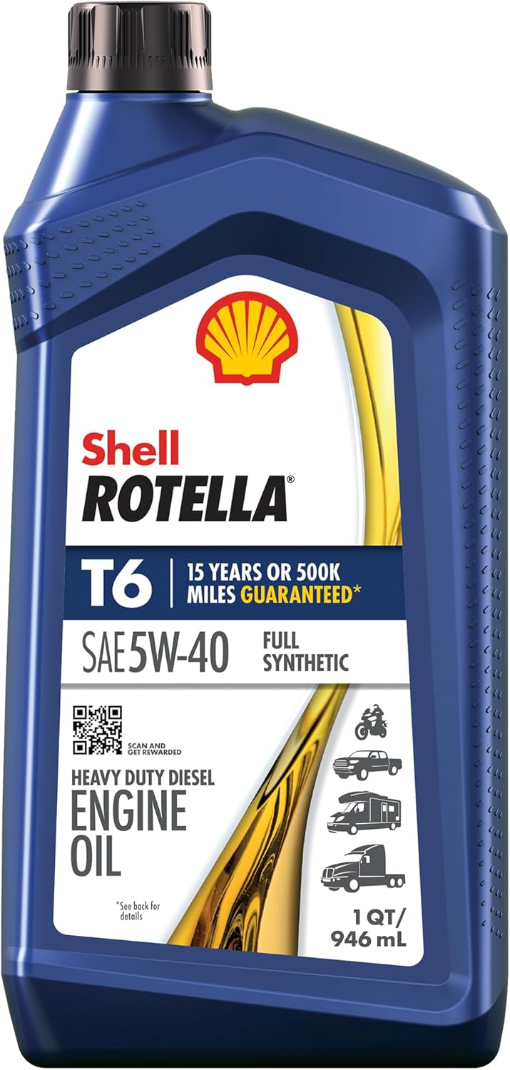 Shell Rotella T6 Full Synthetic 5W-40 Diesel Engine Oil (1-Quart, Case ...