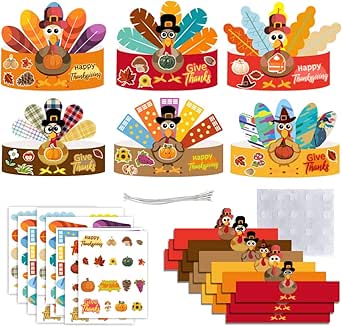Amazon.com: AWEELON 24Set Thanksgiving Turkey Headbands Fall ...