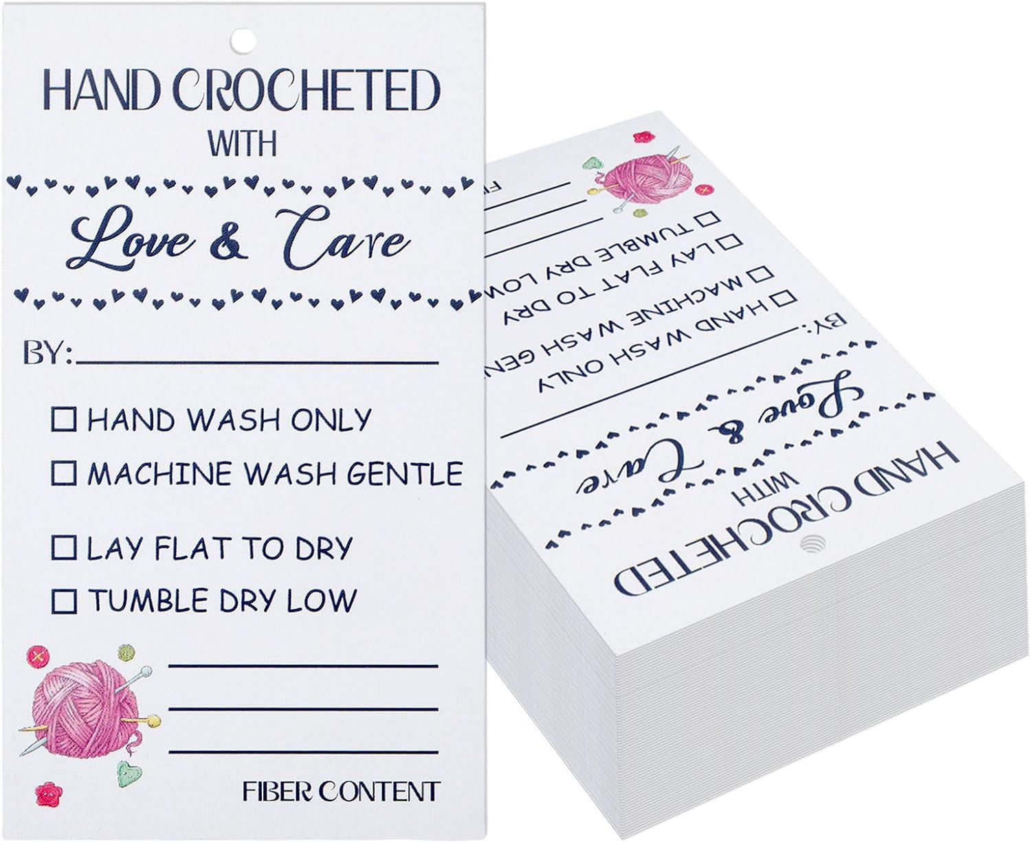 Amazon.com: FREEBLOSS 100pcs Handmade Fabric Washing Instructions Hang ...