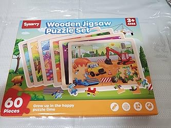 Amazon.com: SYNARRY Wooden Puzzles for Kids Ages 4-6, 6 Packs 60 PCs ...