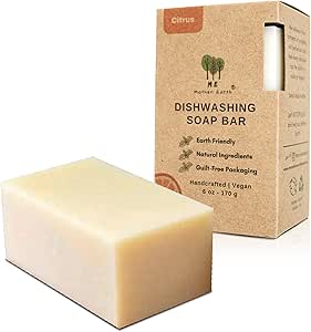 Solid Dishwashing Soap Bar – 6 Oz (Citrus) Plastic-Free Dish Soap for ...