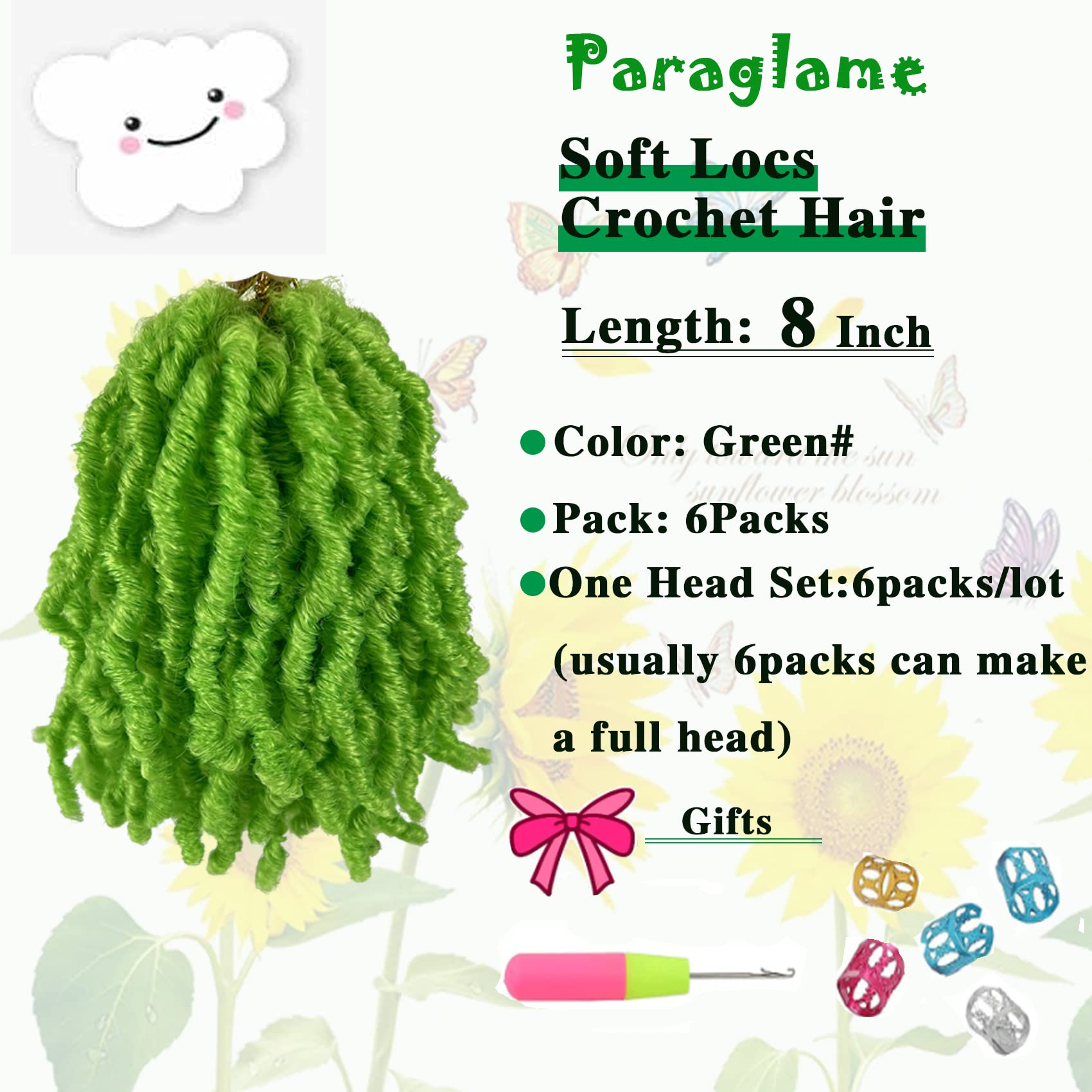Snapklik.com : Green Soft Locs 8 Inch New Faux Locs Crochet Hair 6 ...