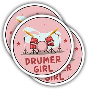 Amazon.com: (3pcs 3x3in) Drummer Sticker Drummer Girl Stickers Funny ...
