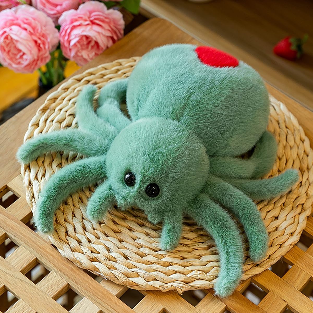 Amazon.com: XItbyja Spider Stuffed Animal - Soft Fur Huggable Green Spider, Adorable Playtime ...