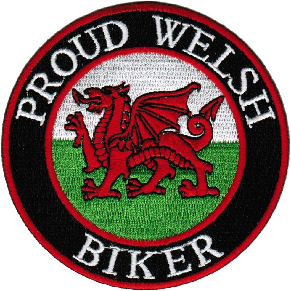 Amazon.com: Proud Welsh Biker Embroidered Patch Wales Flag Iron-On ...