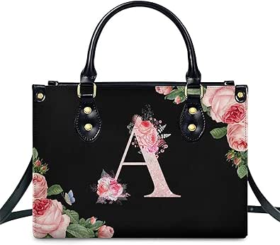 Amazon.com: Leather Initial Handbags for Women Ladies Monogram Tote Bag ...