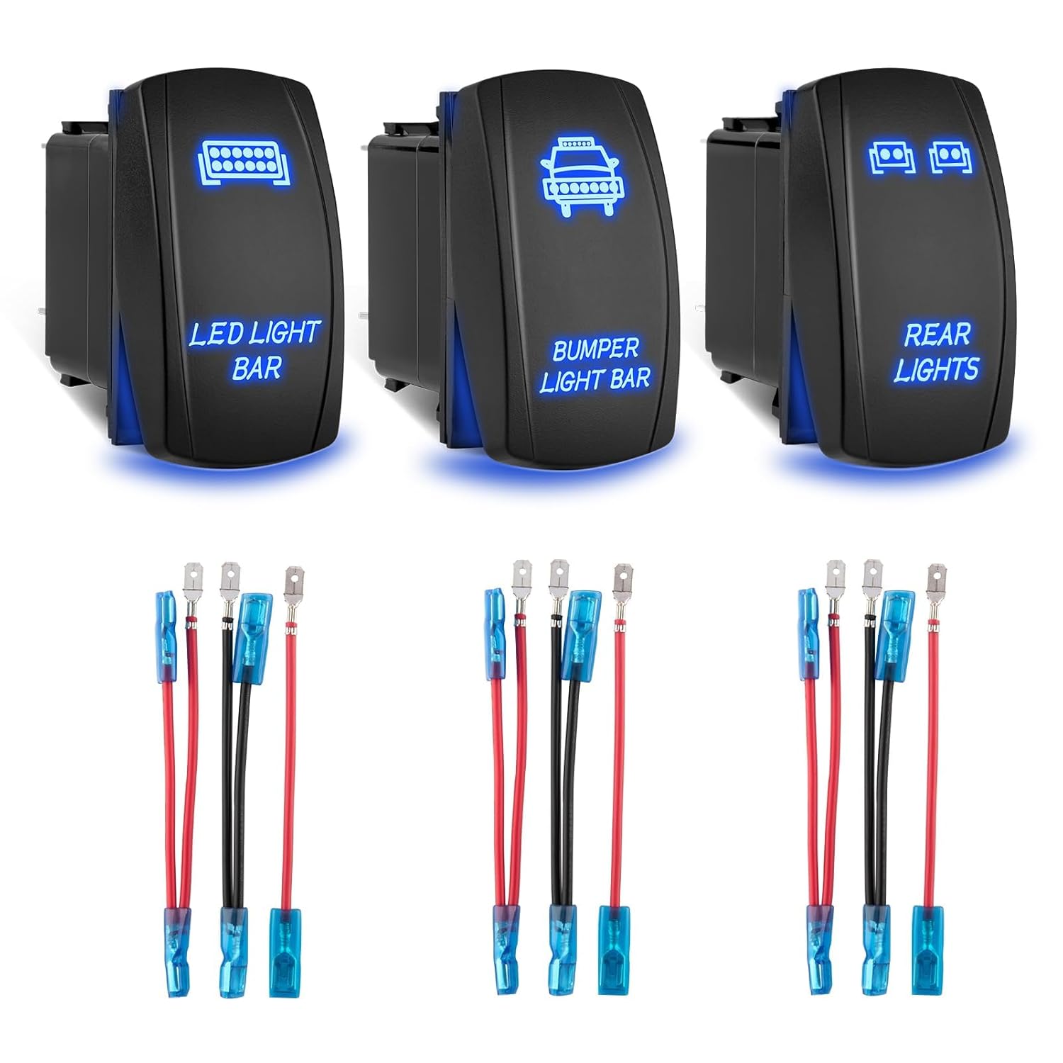 Amazon.com: Anina 3 Pack 5 Pin Rocker Switch Rear & Bumper & LED Light ...